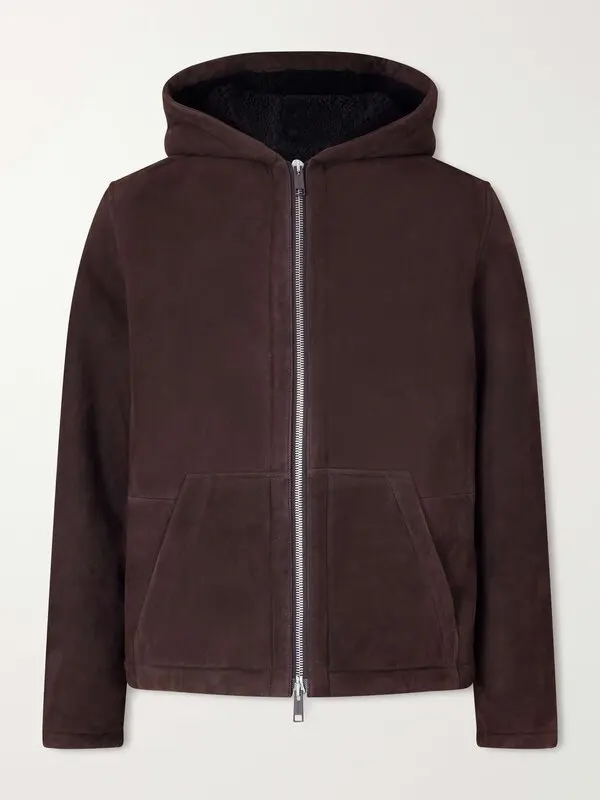 YVES SALOMON Shearling Hooded Leather Jacket