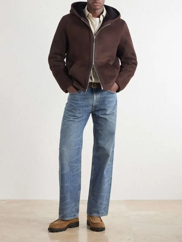 YVES SALOMON Shearling Hooded Leather Jacket