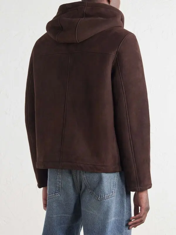YVES SALOMON Shearling Hooded Leather Jacket