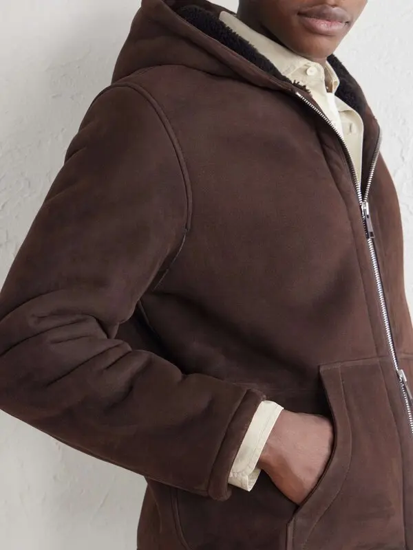 YVES SALOMON Shearling Hooded Leather Jacket