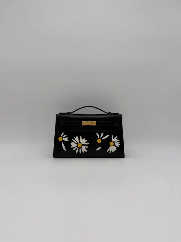 Hermès Kelly Marquete Black Box Leather Gold Hardware - Multi