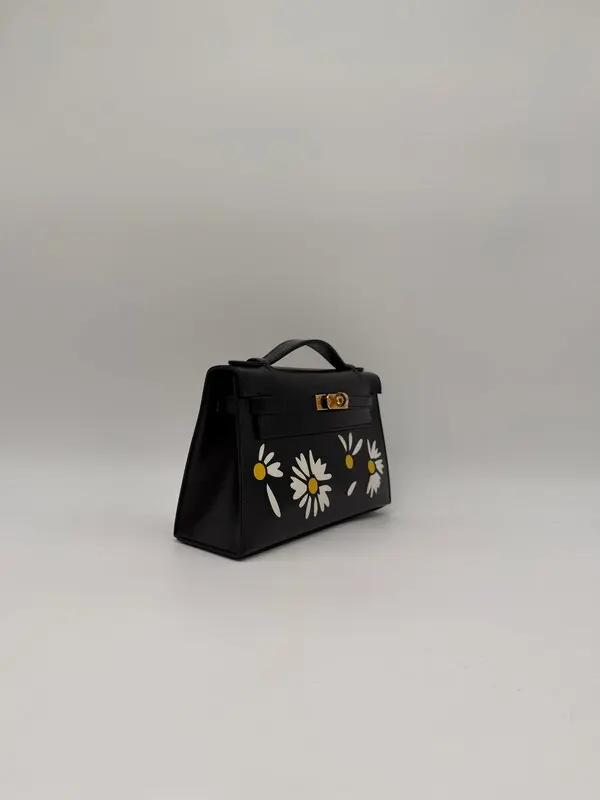 Hermès Kelly Marquete Black Box Leather Gold Hardware - Multi