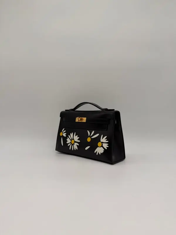 Hermès Kelly Marquete Black Box Leather Gold Hardware - Multi