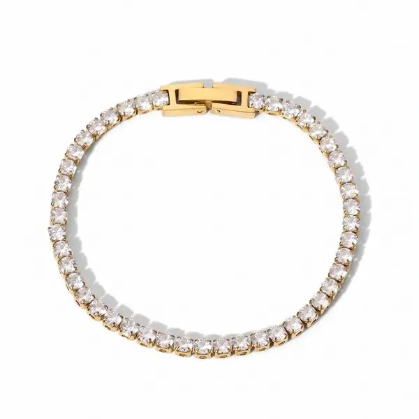 ELK & BLOOM Dainty 14k Solitaire Tennis Bracelet