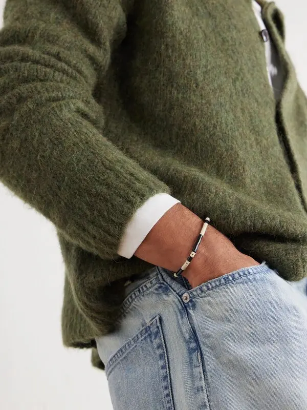 MIKIA Heishi, Sterling Silver And Fossil Jasper Beaded Bracelet - Neutrals