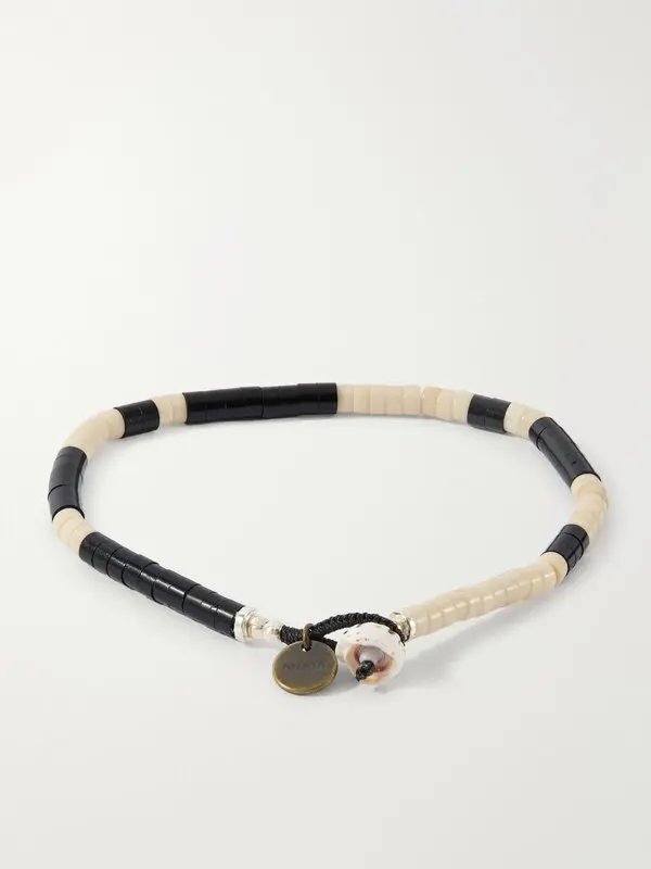 MIKIA Heishi, Sterling Silver And Fossil Jasper Beaded Bracelet - Neutrals