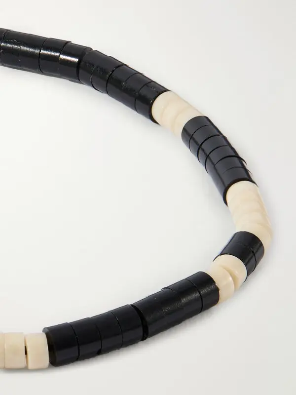 MIKIA Heishi, Sterling Silver And Fossil Jasper Beaded Bracelet - Neutrals
