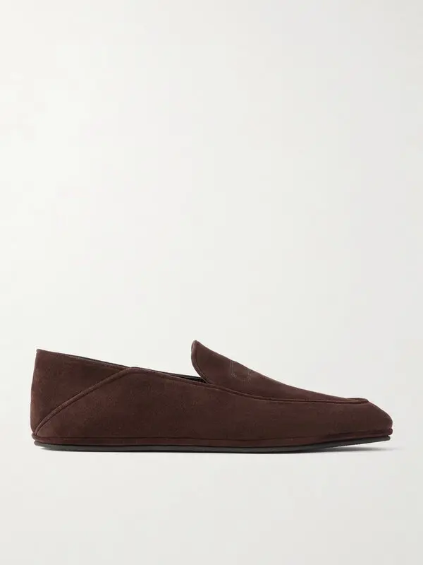 John Lobb Kingston Ii Collapsible-heel Suede Loafers - Brown