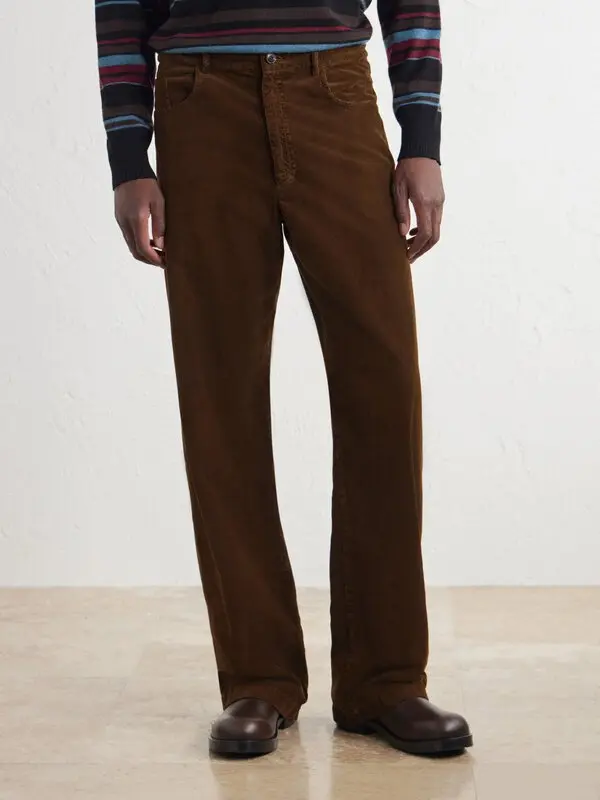 Dries Van Noten Straight-leg Cotton-corduroy Trousers - Brown