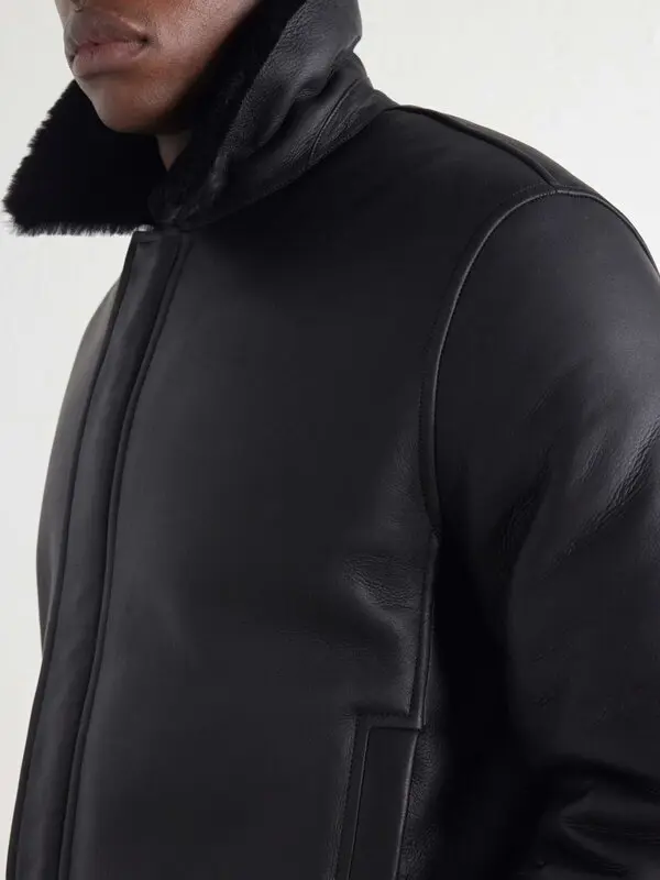 YVES SALOMON Shearling-trimmed Leather Blouson Jacket