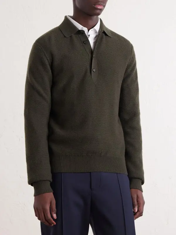 Zegna Oasi Cashmere-piqué Polo Shirt - Green