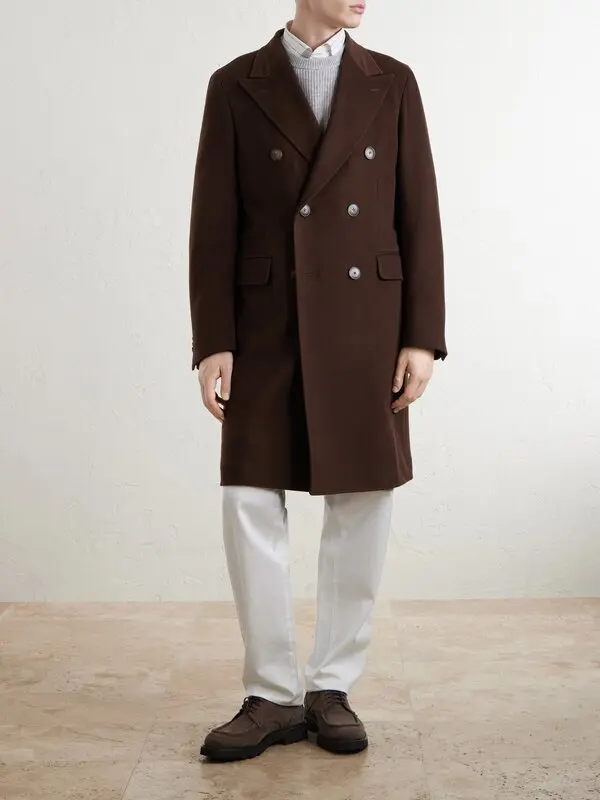 Canali Double-breasted Wool And Cashmere-blend Coat