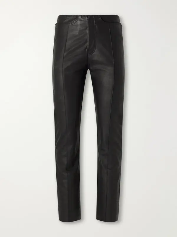 ADON Slim-fit Straight-leg Paneled Leather Trousers