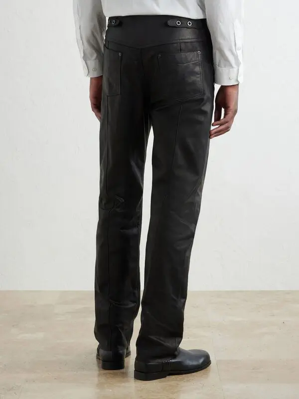 ADON Slim-fit Straight-leg Paneled Leather Trousers