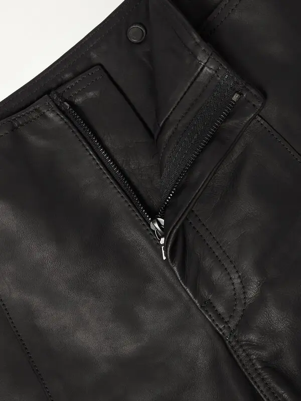ADON Slim-fit Straight-leg Paneled Leather Trousers