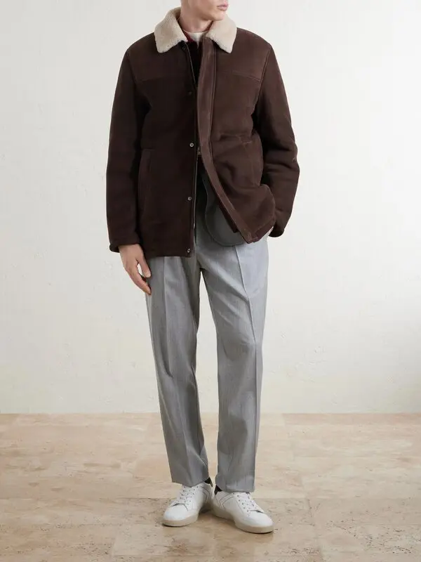 Canali Shearling-trimmed Suede Jacket