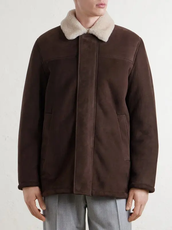 Canali Shearling-trimmed Suede Jacket