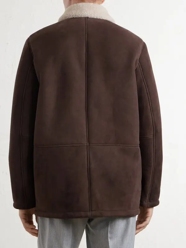 Canali Shearling-trimmed Suede Jacket