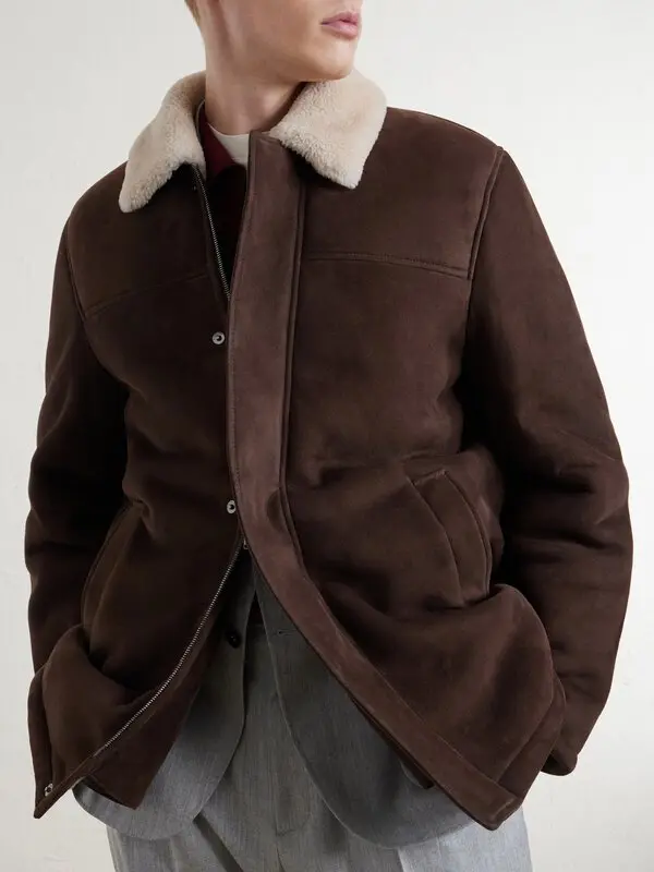 Canali Shearling-trimmed Suede Jacket