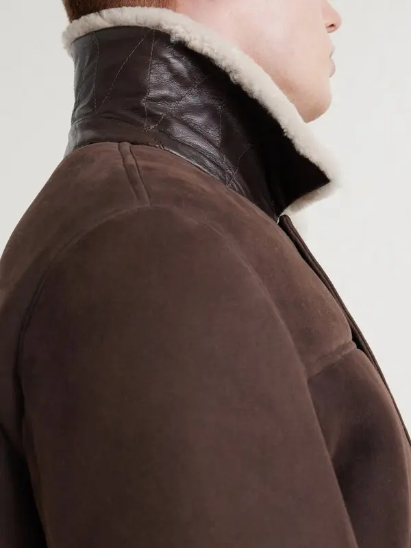 Canali Shearling-trimmed Suede Jacket