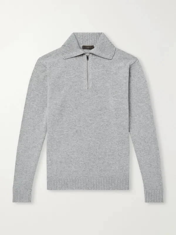 SLOWEAR Zanone Slim-fit Cashmere Half Zip-up Sweater - Gray