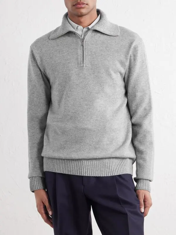 SLOWEAR Zanone Slim-fit Cashmere Half Zip-up Sweater - Gray