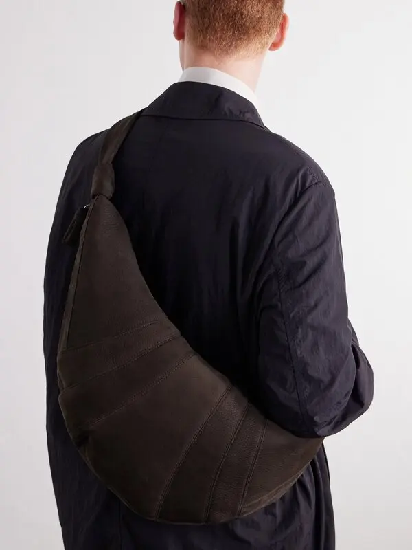 LEMAIRE Croissant Nubuck Messenger Bag - Brown