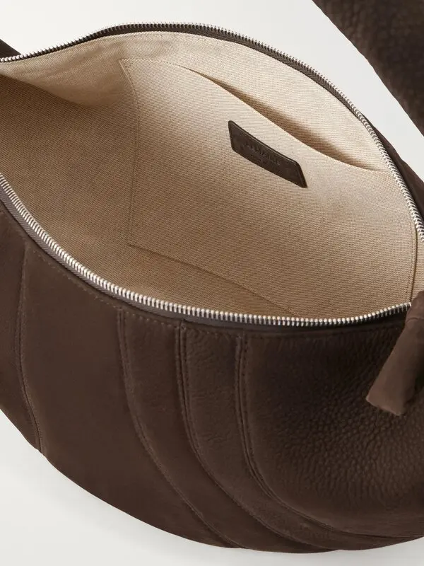 LEMAIRE Croissant Nubuck Messenger Bag - Brown