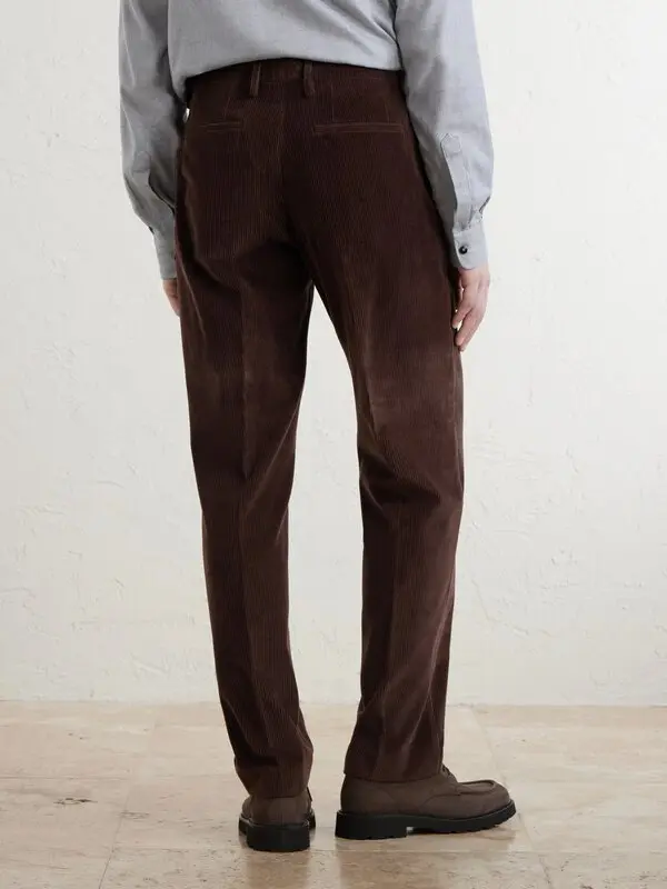 Canali Straight-leg Pleated Cotton-corduroy Trousers