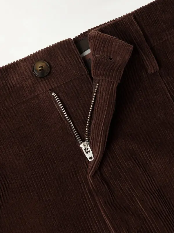 Canali Straight-leg Pleated Cotton-corduroy Trousers
