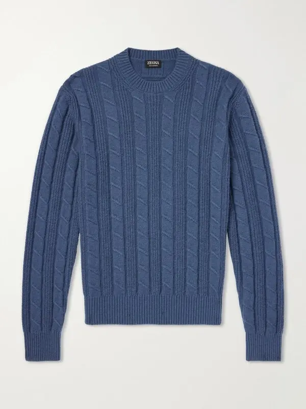 Zegna Oasi Knitted Cashmere Sweater - Blue