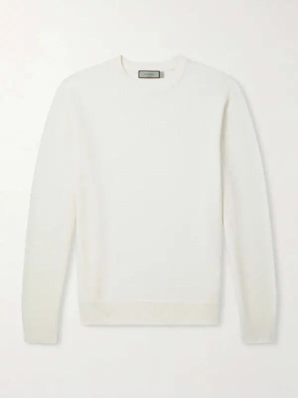 Canali Wool And Cashmere-blend Sweater - Cream