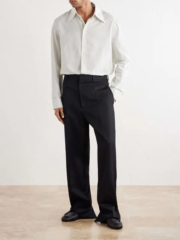 Bottega Veneta Straight-leg Grain De Poudre Wool Trousers