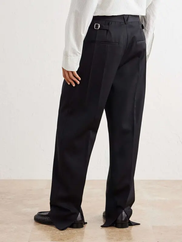 Bottega Veneta Straight-leg Grain De Poudre Wool Trousers