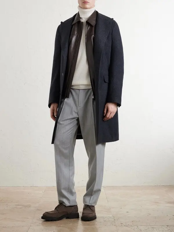 Canali Wool And Cashmere Blend Coat - Blue