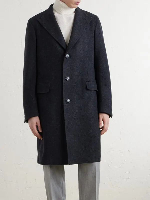 Canali Wool And Cashmere Blend Coat - Blue