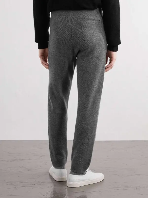 Eleventy Tapered Ribbed Cashmere Drawstring Sweatpants
