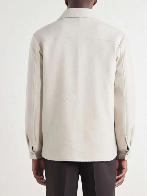 Mr P. Herringbone Cashmere Overshirt - Ecru