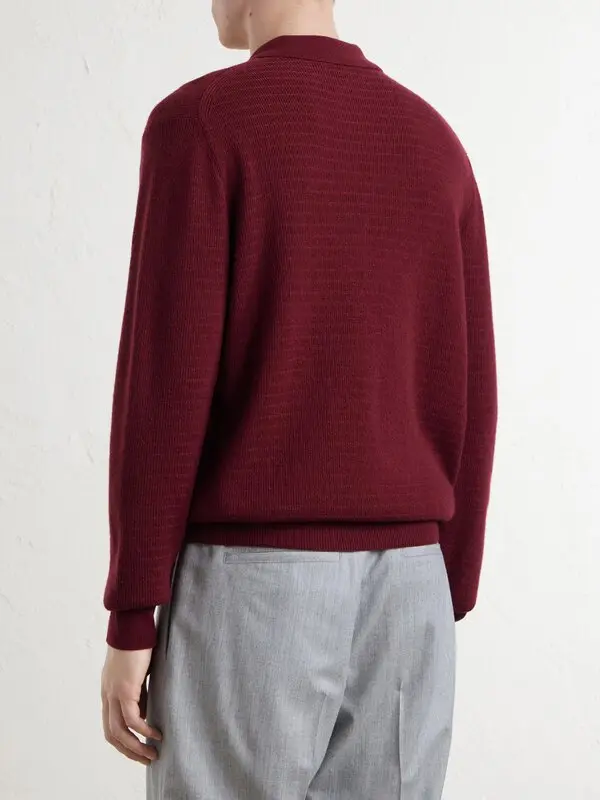 Canali Wool And Cashmere-blend Half-zip Polo Sweater