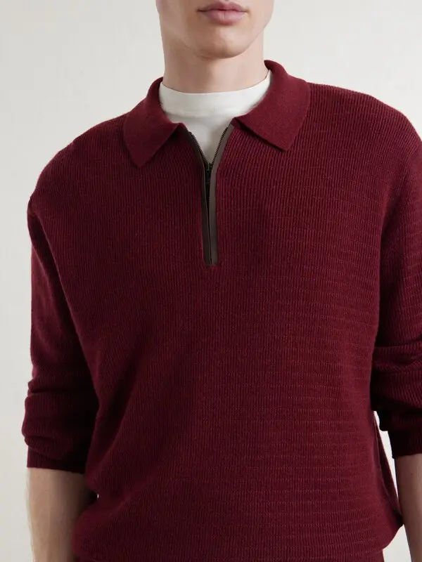Canali Wool And Cashmere-blend Half-zip Polo Sweater