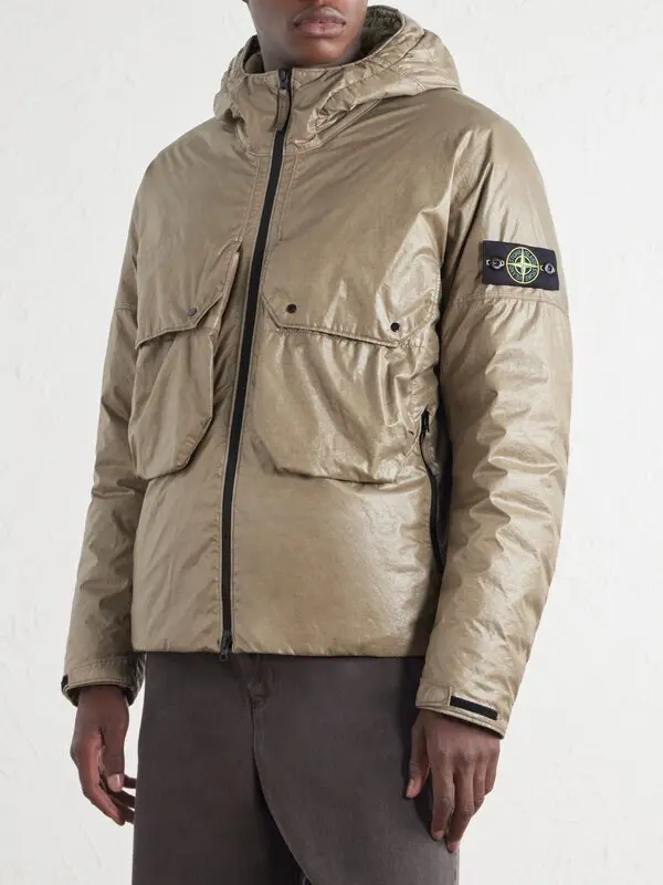 Stone Island Logo-appliquéd Hooded Down Jacket