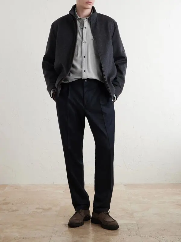 Canali Lyocell And Cotton-blend Herringbone Shirt