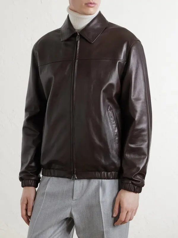Canali Leather Zip-up Jacket