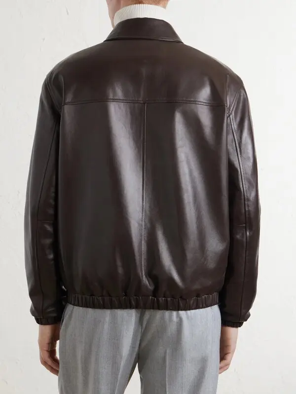 Canali Leather Zip-up Jacket