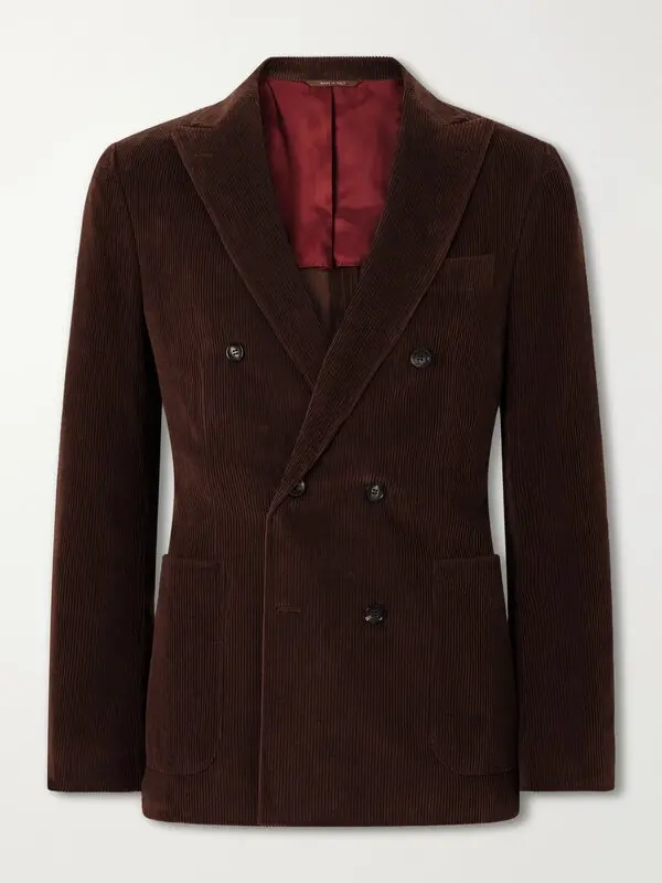 Canali Double-breasted Cotton-corduroy Blazer