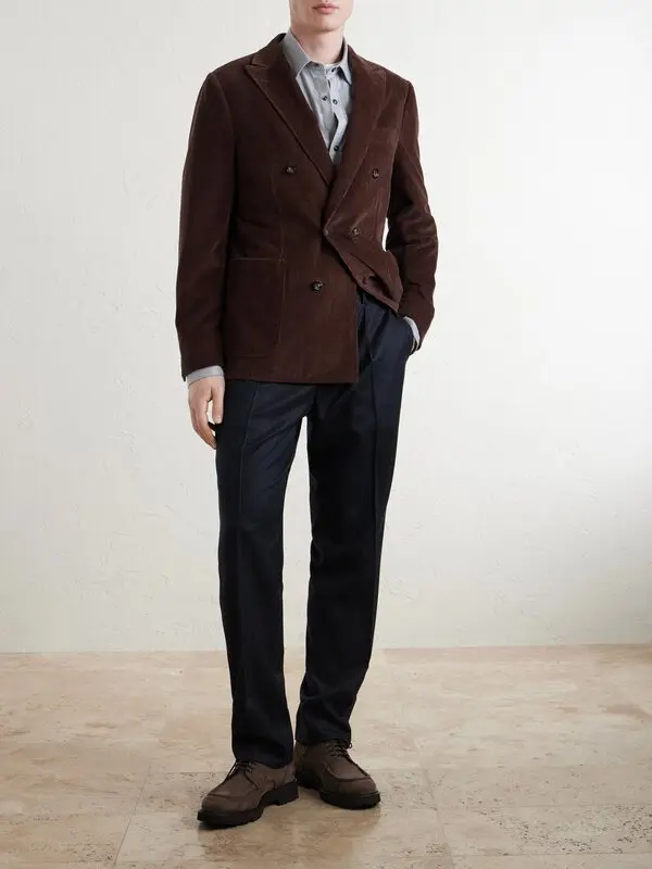Canali Double-breasted Cotton-corduroy Blazer