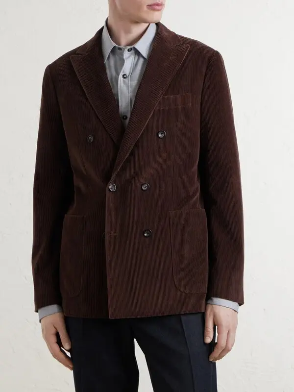 Canali Double-breasted Cotton-corduroy Blazer