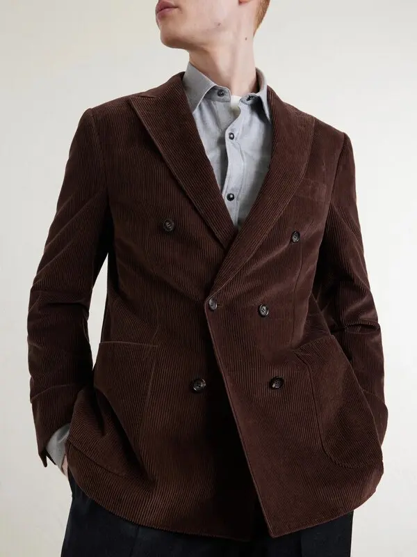 Canali Double-breasted Cotton-corduroy Blazer