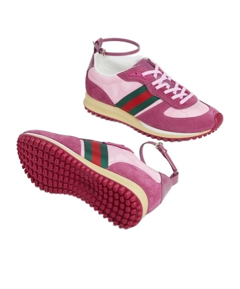 Gucci Re-motion Sneaker With Web Detail - Pink