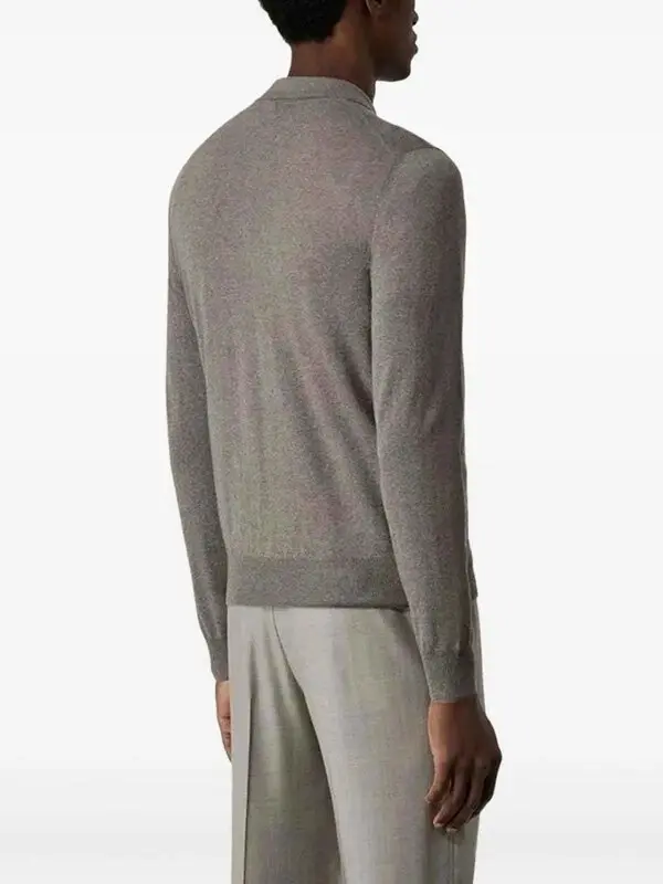 Canali Knited Long-sleeved Polo Shirt